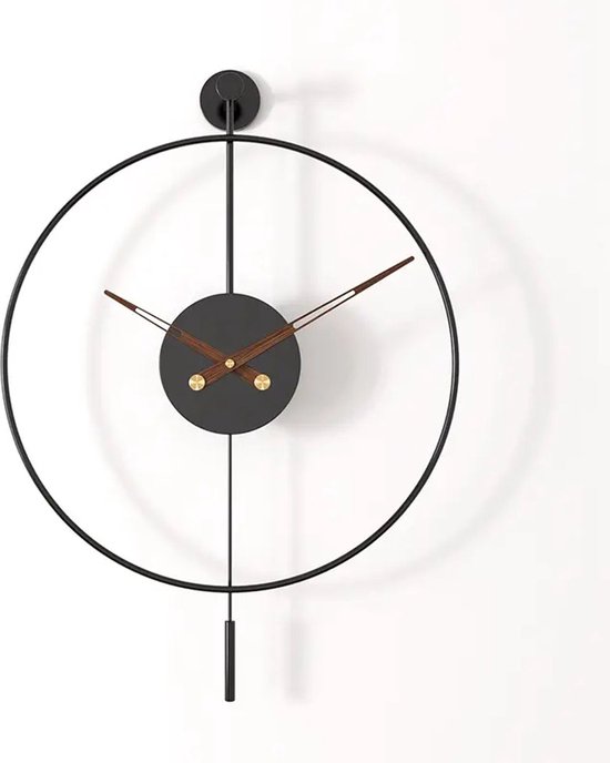Moderne Wandklok Zwart ⌀50cm - Stil uurwerk - Zwarte Muurklok met ...