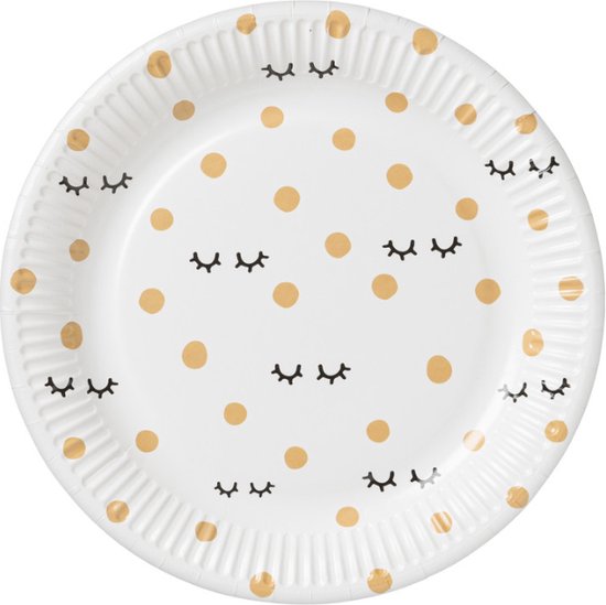 Kartonnen Bordjes - Wink Wit met stippen 8 stuks - ø23 cm - Wegwerp ...