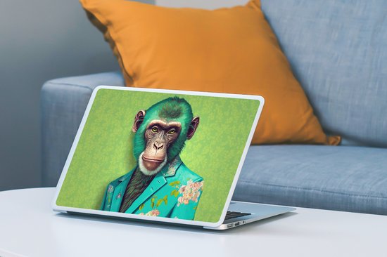 Laptop sticker - 11.6 inch - Aap - Colbert - Bloemen - Neon - Portret - 30x21cm -... | bol