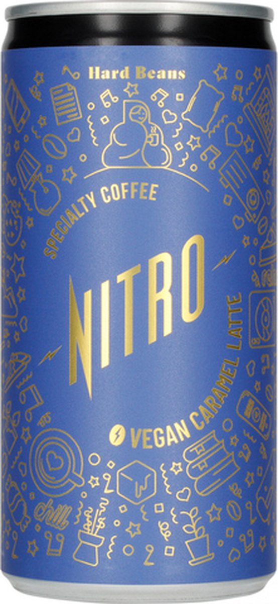 Hard Beans - Nitro Cold Brew Coffee Vegan Caramel Latte 200ml | bol.com