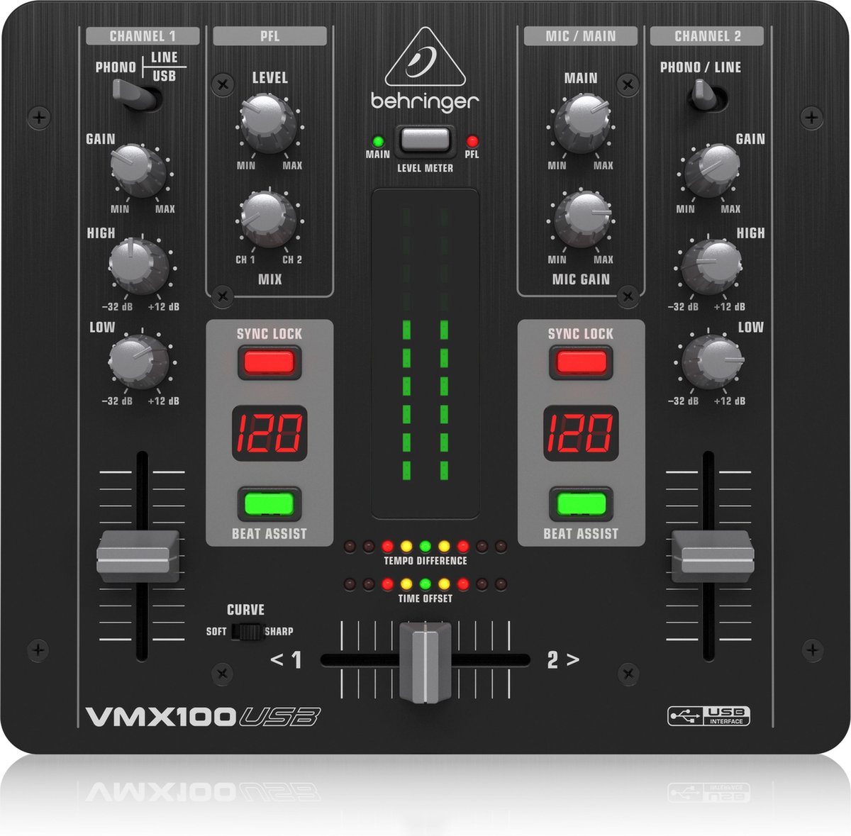 Behringer VMX100USB Table de mixage DJ 2 canaux - Table de mixage DJ ...