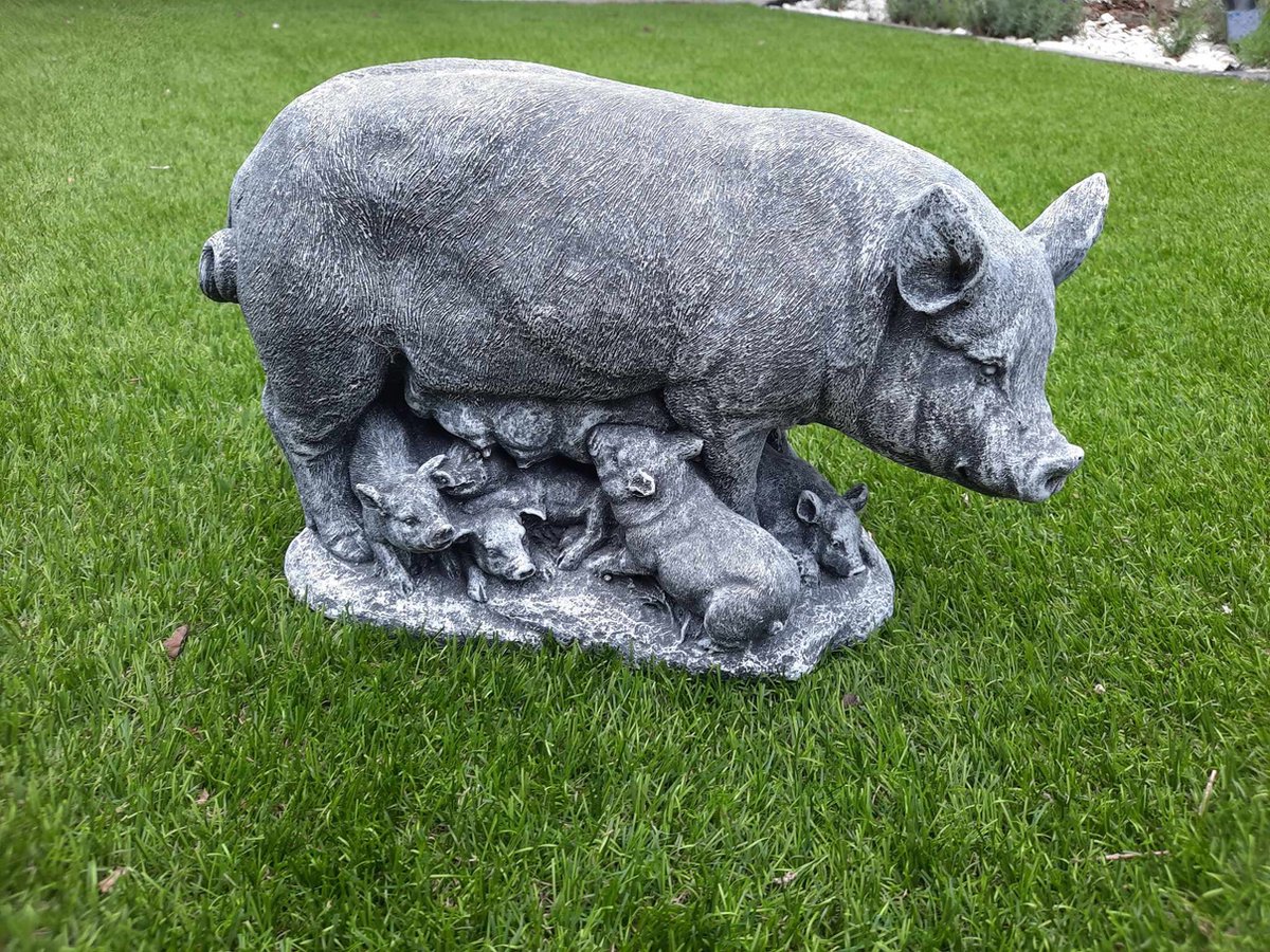 Varken met biggetjes tuinbeeld beton big beeld | bol.com