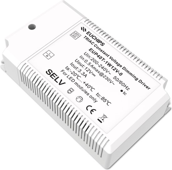 EUCHIPS - TRIAC - Dimbare LED driver - 12V 40W 3.3A | bol