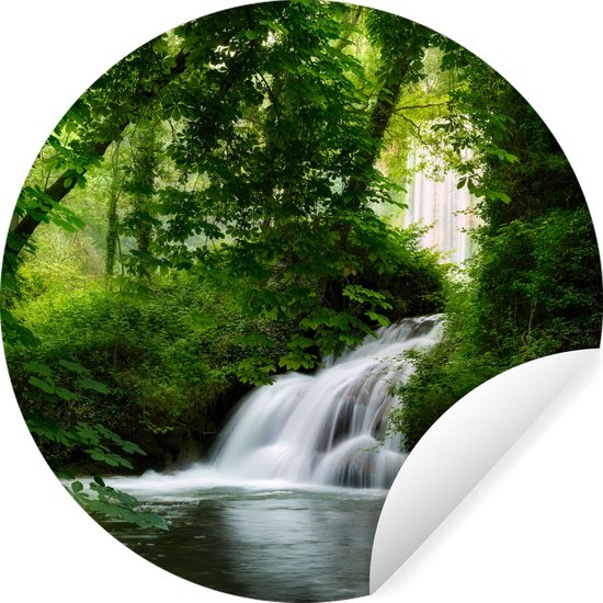 WallCircle - Muurstickers - Behangcirkel - Waterval - Natuur - Groen - 50x50 cm -... | bol