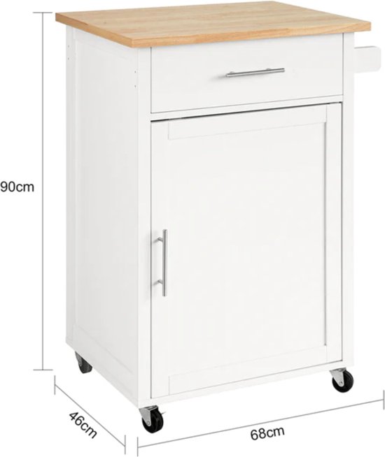 Simpletrade Keukentrolley - Keukenkast - Wieltjes - MDF - Wit ...