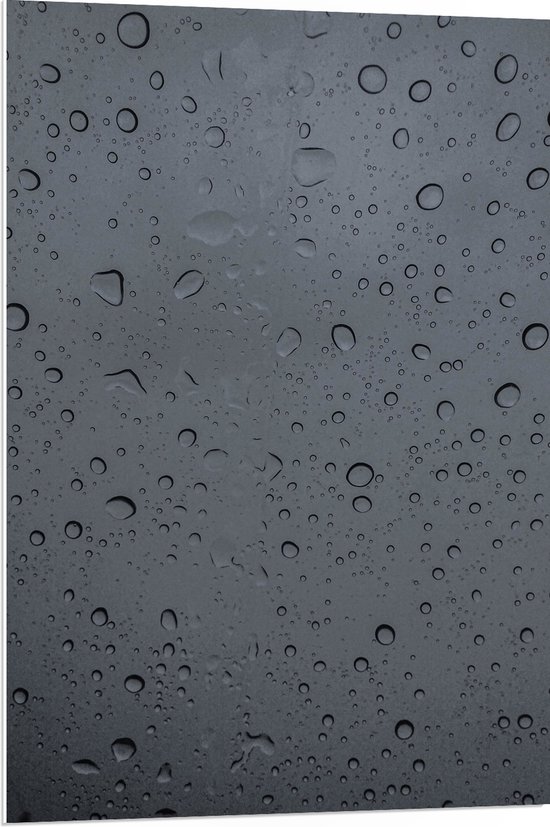 PVC Schuimplaat- Druppels op Glazen Wand - 70x105 cm Foto op PVC ...