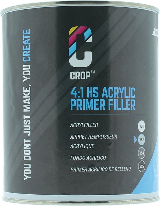 CROP 2K HS Acryl Primer Filler GRIJS VS2 - Blik 1 liter | bol.com