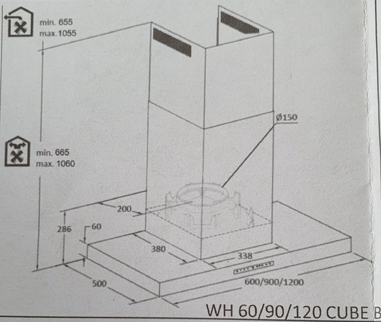 Invvitec afzuigkap WH-60 Cube B 60cm inox - met de EJS systeem - voor ...