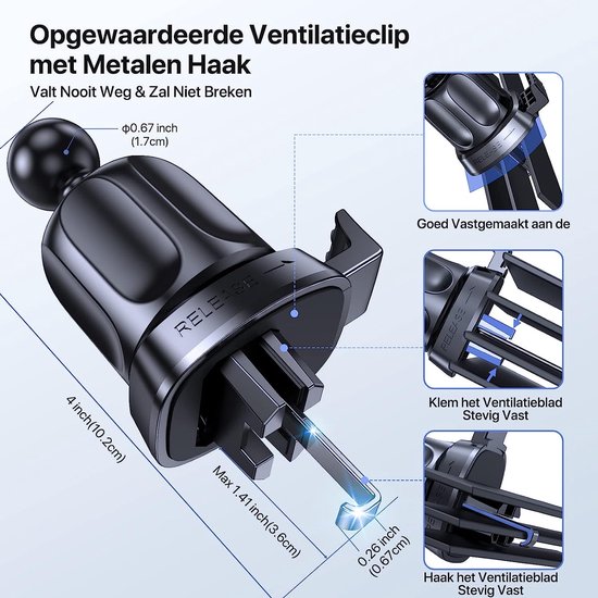 023 4-in-1 Auto Telefoonhouder, Waaronder Houder Voor Zuignap en ...