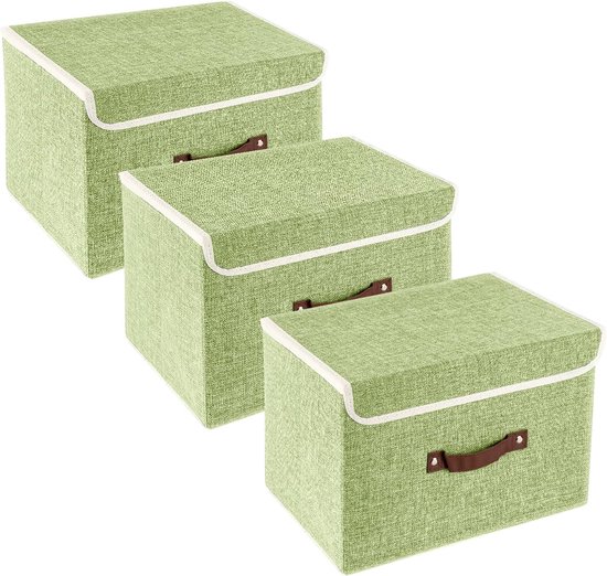 3 stuks opvouwbare opbergdozen met deksel, opbergdozen met deksel ...