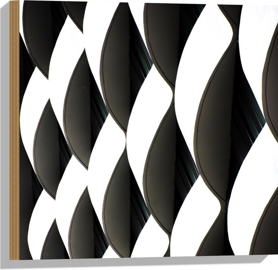 Hout - Wit met Zwart Golvend Patroon - 50x50 cm - 9 mm dik - Foto op ...