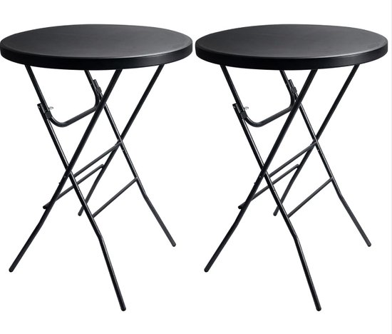 Statafel Zwart 2x - 80 x 110 cm - Inklapbaar en Compact - Eenvoudige Montage -... | bol