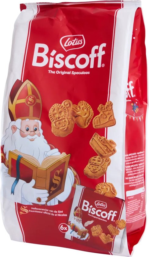 Lotus Bischoff mini-speculaasjes Sinterklaas - 6 x 25 gram - Koek | bol