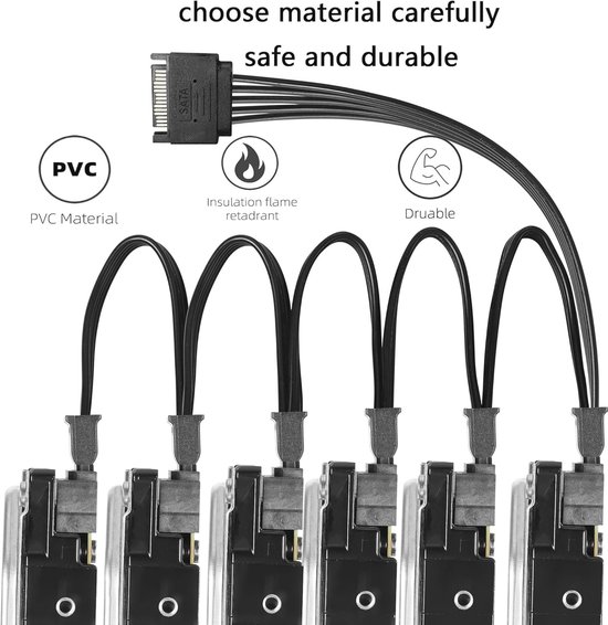 SATA Power Splitter Adapter Kabel voor Harde Schijven en SSD's - 1 naar ...
