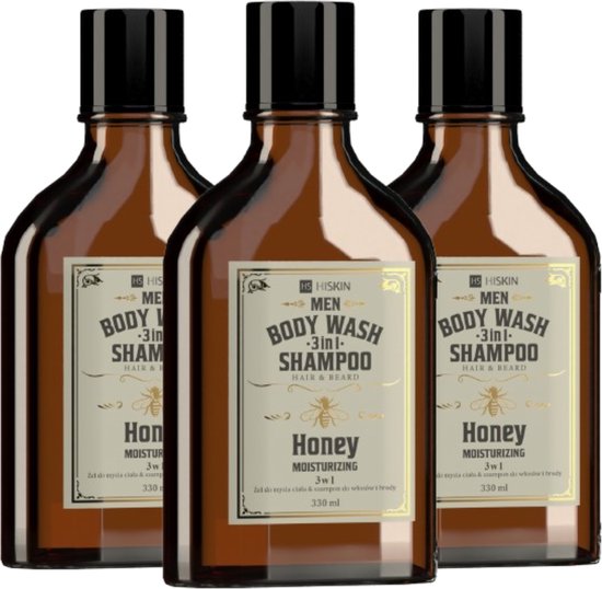 HiSkin Whisky Honey Shampoo 3in1 - 3 x 330 ml - Shampoo Mannen ...
