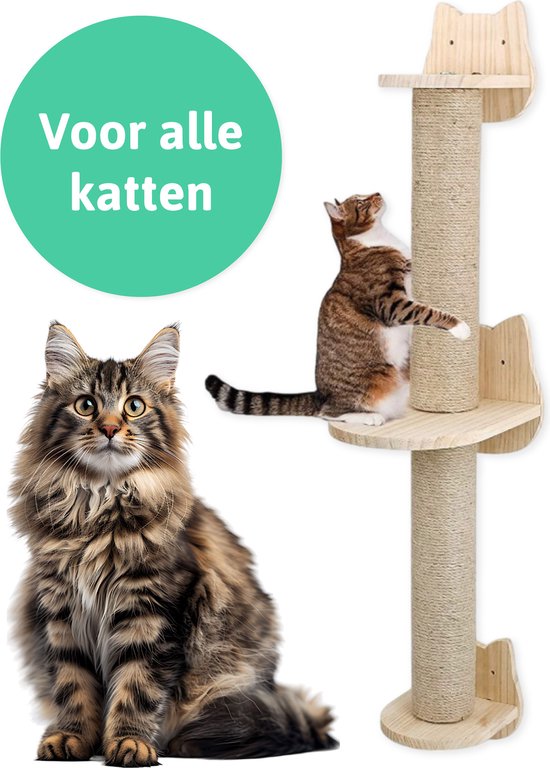 Katten klimmuur - Krabpaal - 2 Plateaus - Katten klim wand - Muur ...