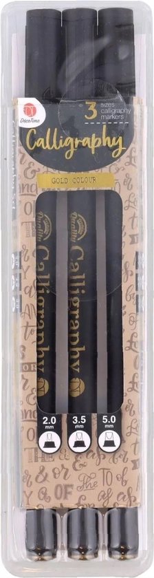 Decotime Calligraphy set gold - 3 kalligrafeer stiften goud (2, 3,5 en ...