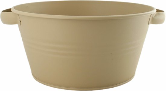 Metalen kom met handvat | Zand | 36x30x15cm | bol