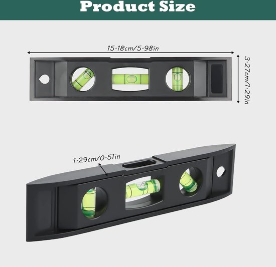 Kleine Waterpassen Set van 2 | 153 mm Torpedo Waterpas met Magneet en 3 ...