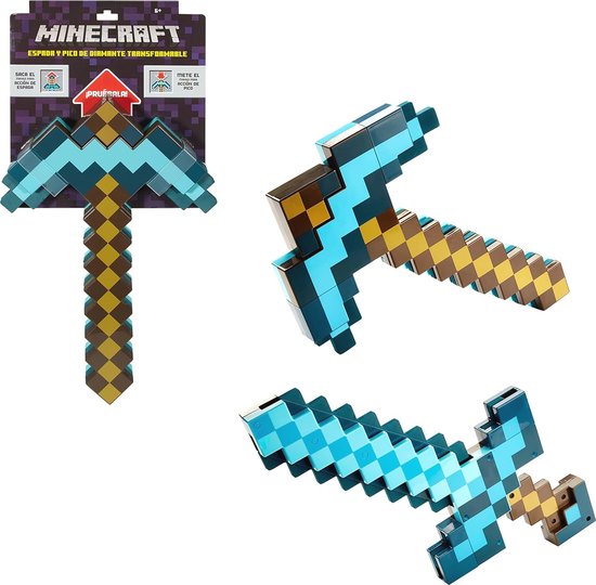 Minecraft Speelgoed Zwaard en Pikhouweel – Transformerend Accessoire ...