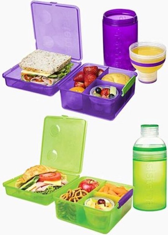 Sistema Lunch - Lunch Pack - Lunch Cube Max en 480 ml Trio Fles - Blauw ...