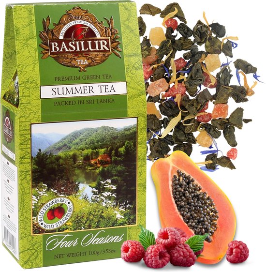 BASILUR Summer Tea Groene bladthee met fruit- en wilde aardbeiaroma 100 ...
