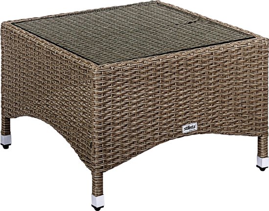 STILISTA Tuintafel - Bijzettafel - Wicker - Rotan - 58 x 58 cm - Met ...
