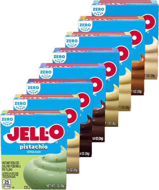 Jello | Mix Suikervrije Pudding | Voordeelpakket | 8 x 28 gram | bol