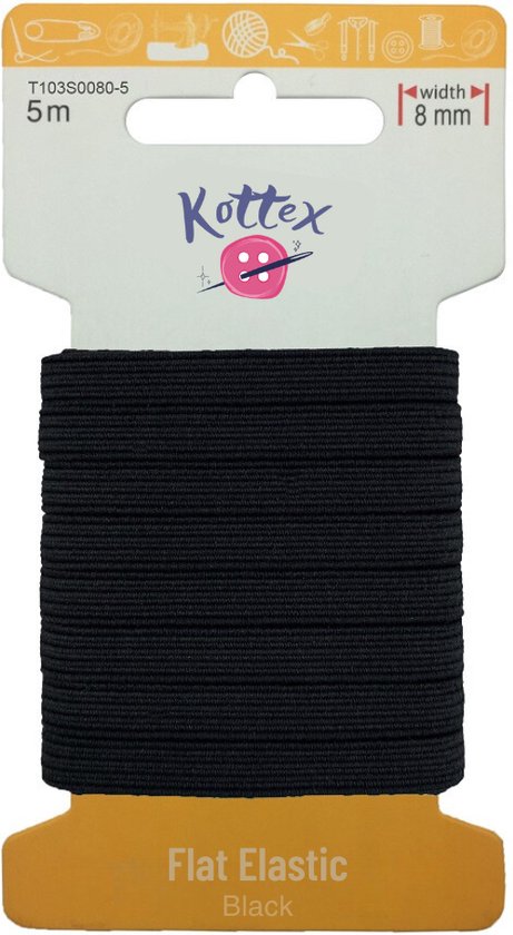 Platte elastiek - Super geweven elastiek - 8 mm - zwart - 5 meter ...