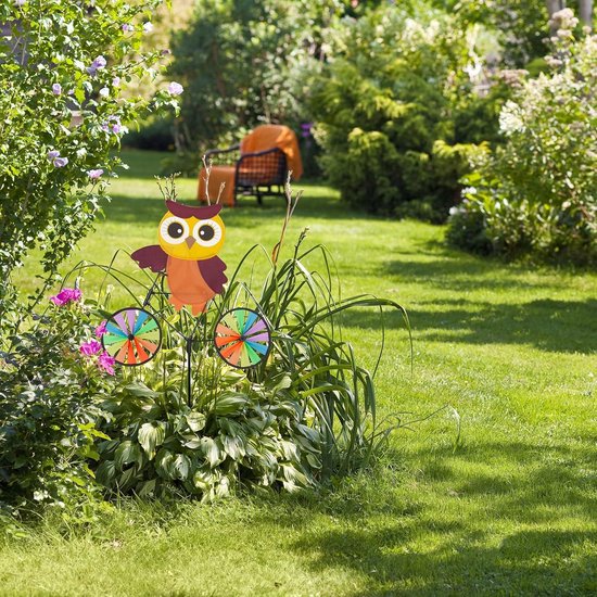 Uil tuinstekers set van 2 - windmolen voor balkon en terras - kleurrijk - HxBxD 845 x... | bol