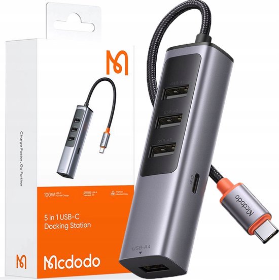 Mcdodo® Adapter - Hub - Usb-c Splitter - 4x USB-A 3.0 - Opladen | bol