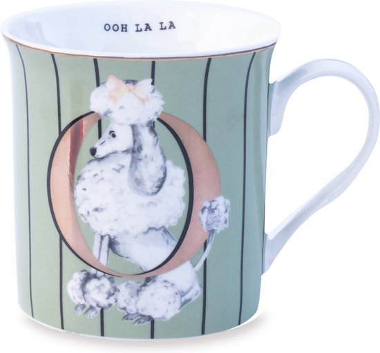 Yvonne Ellen London - Letter Mok O met poedel en tekst aan binnenzijde ...