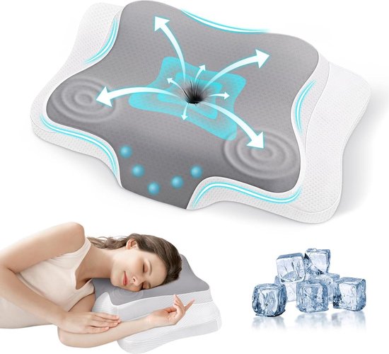 Ergonomisch orthopedisch traagschuim nekkussen voor zij- rug- en buikslapers met neksteun | bol