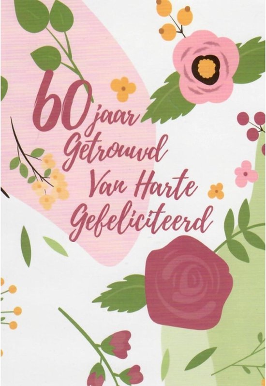Wenskaart | 10 stuks | 60 jaar getrouwd van harte gefeliciteerd | bol