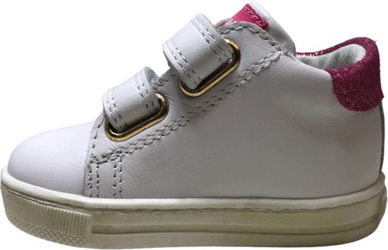 Falcotto - Corrason - Mt 18- Velcro roze hartjes lederen sneakers - wit ...