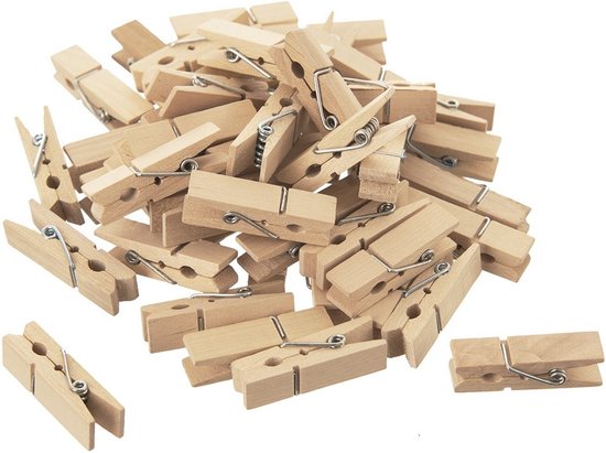 Mini Wasknijpers Houten 4,5 cm 50 stuks - Clips voor Fotos - Decoratie ...