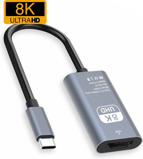 USB C naar HDMI Kabel Adapter 8K 60Hz - USB-C naar HDMI Adapter Converter - 15 cm - Zwart | bol