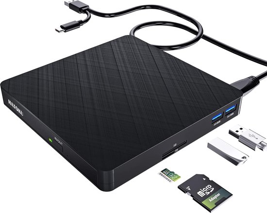 Externe CD DVD Speler Schrijver - USB C Slim Draagbare Optische Schijf ...