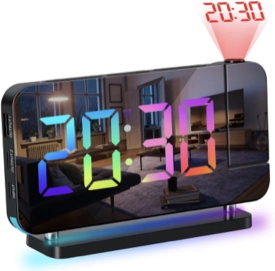 Ikello Digitale led kleuren spiegel wekker bureau klok met ...