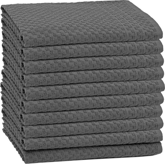 Vaatdoeken 10er set - ca. 45x60 cm - Grijs - Absorberend en Duurzaam | bol