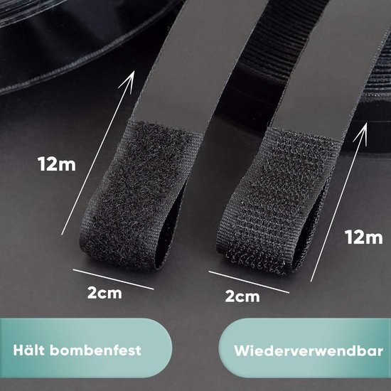 12m Extra Strong Self-Adhesive Velcro Tape Fly Screen Sewing Fabric ...