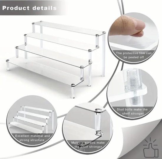 FR Service, make up organizer ,50 cm display riser rek, 4-traps acryl ...