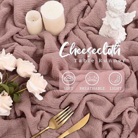 Dusty Pink Cheesecloth Table Runner - 6 Packs - Boho Rustic Mesh Fabric ...