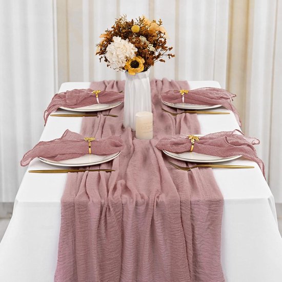 Dusty Pink Cheesecloth Table Runner - 6 Packs - Boho Rustic Mesh Fabric ...