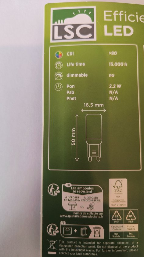 LCS LED lamp G9 - Insteeklampen - 2.2W - 3000K warm wit licht | bol