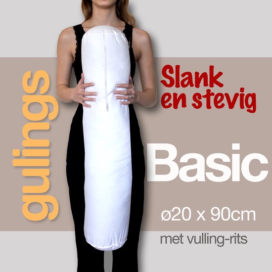 Guling Basic Rolkussen met sleeve zand - Body pillow ø20 x 90 cm, Slank ...
