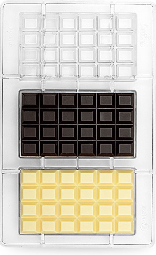 Decora Chocolade Mal - 100g Chocolade Reep Bar - 3 holtes (127x72x11mm ...