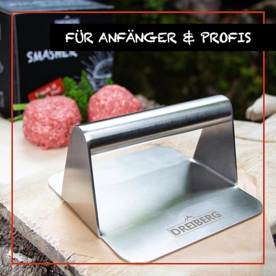 Grillpers set incl. burgerpapier - burgerpers roestvrij staal voor ...