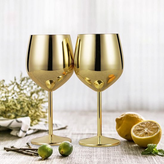 Red Wine Glasses Set 550 ml Stainless Steel - Large Belly Cocktail ...