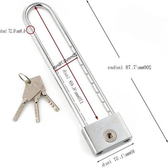 Lange beugel hangslot - sleutelslot deurslot - kastslot met lange balk ...